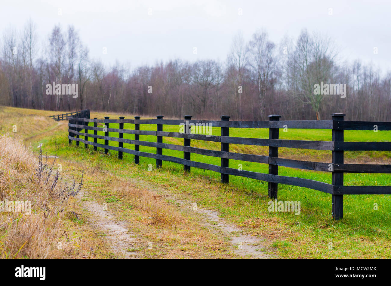 Fall time in country. Here you can see the wooden fence boundary ...