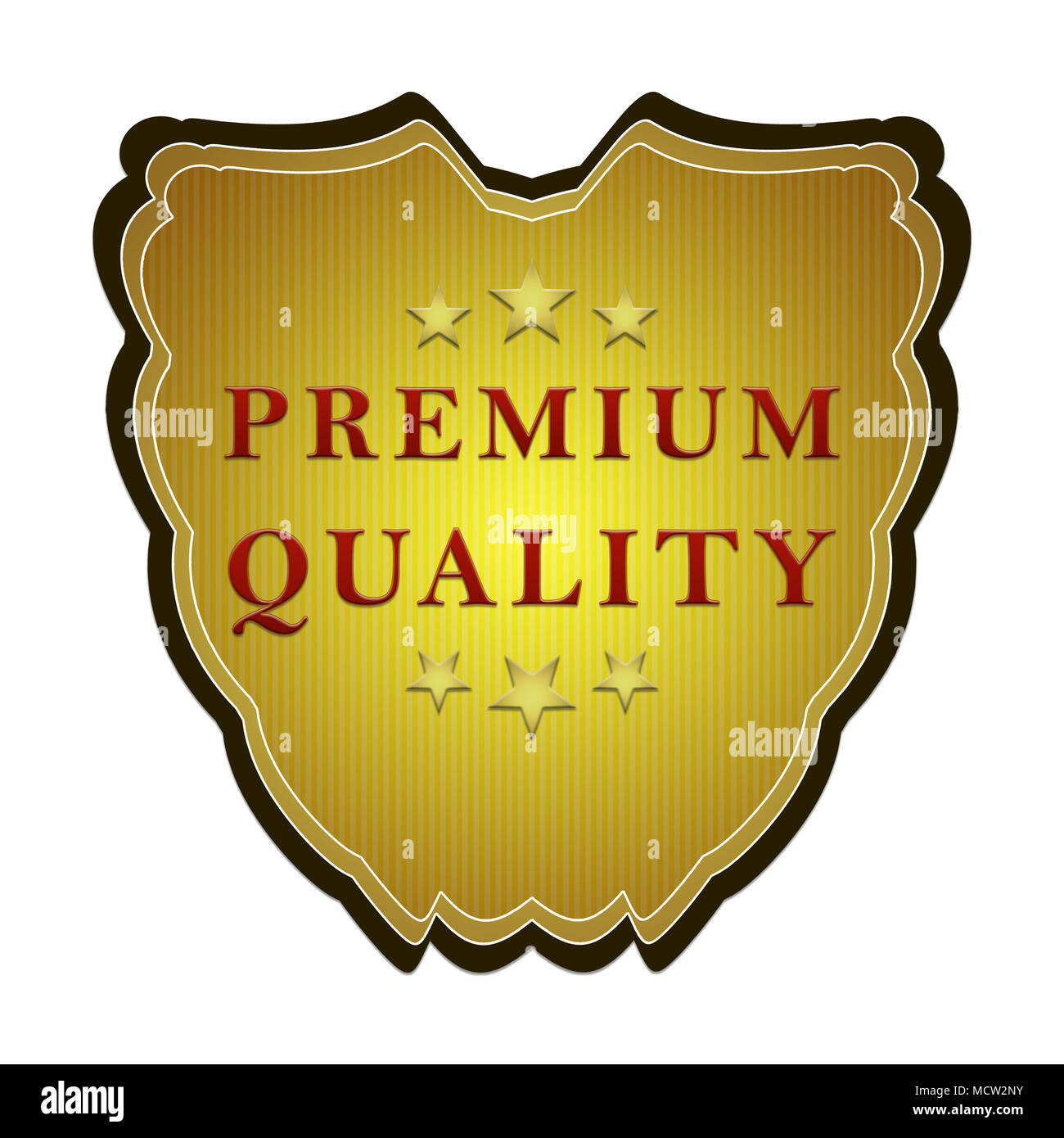 Premium quality badge on a white background with stars Stock Photo - Alamy