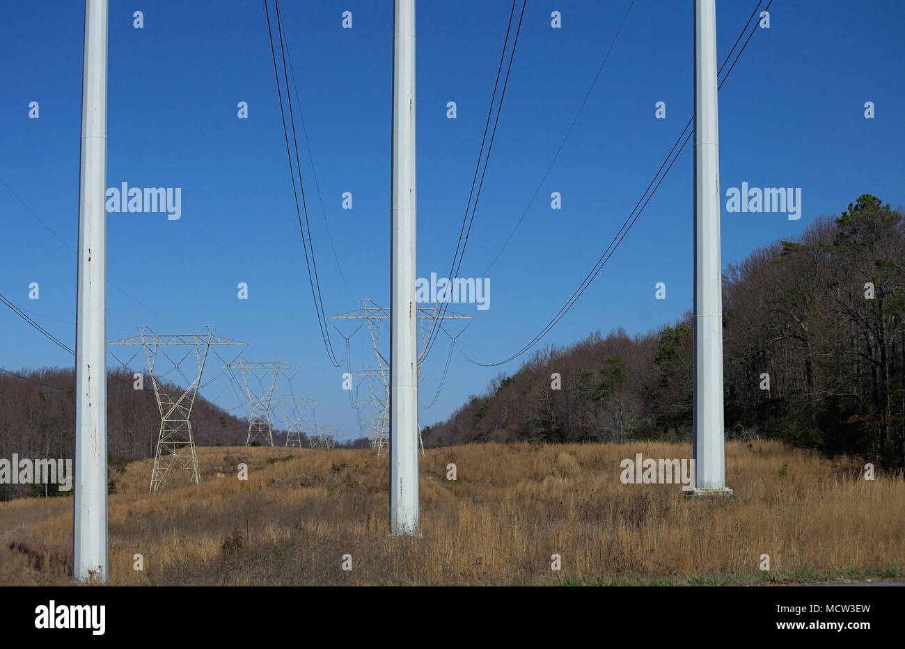 Landscape of Powerline towers Stock Photo - Alamy