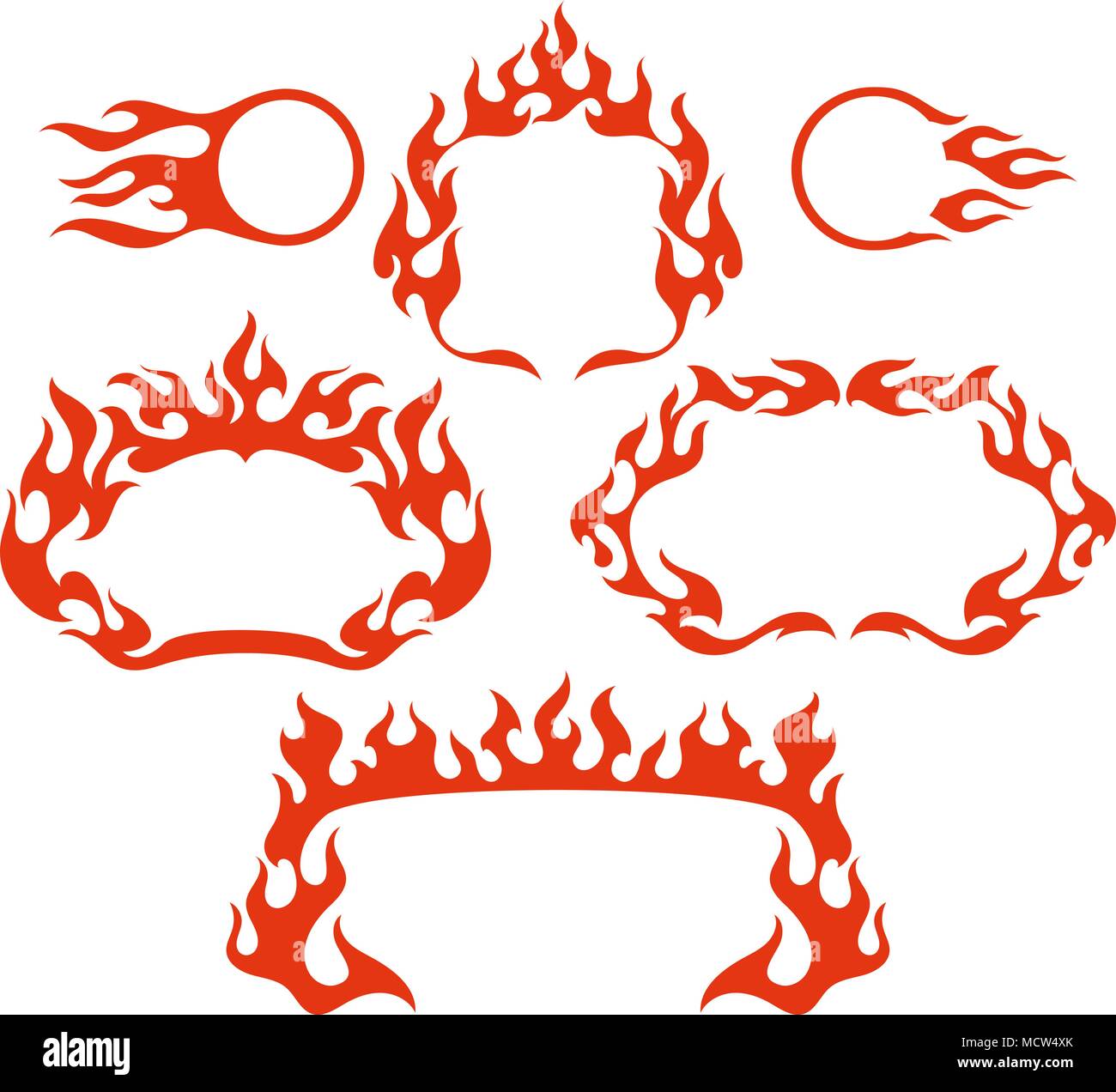 Stylized fire flame frames, isolated vector illustration Stock Vector ...