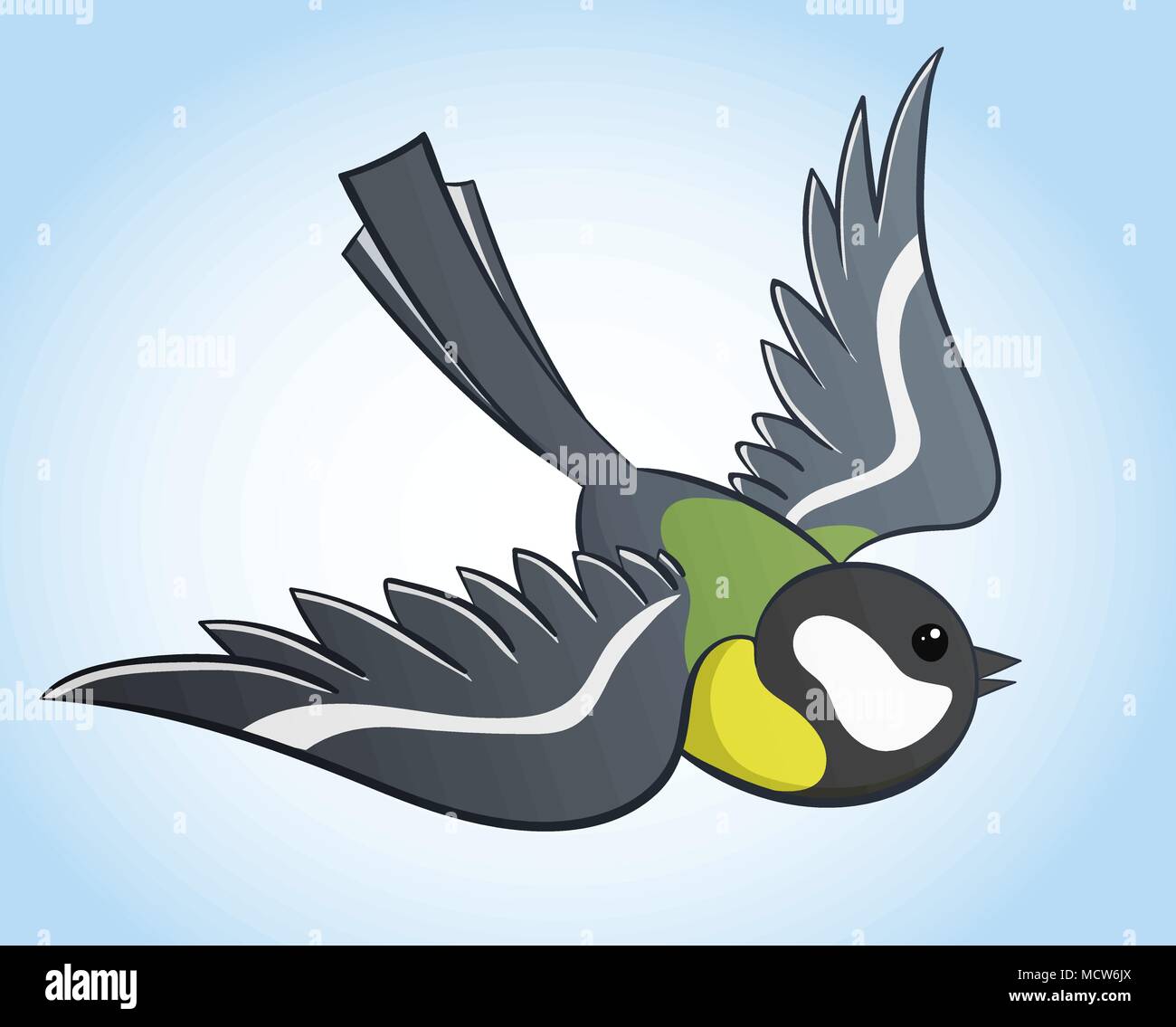 Flying big titmouse, simple hand drawn vector illustration Stock Vector ...
