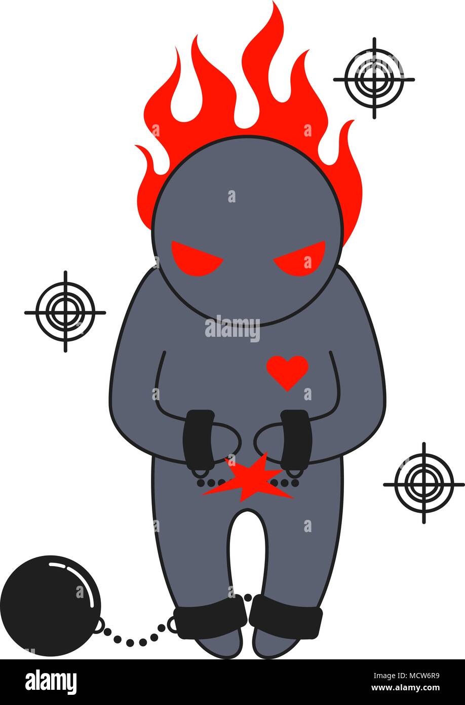 Unchaining with anger, a breaking free rebel man, vector illustration ...
