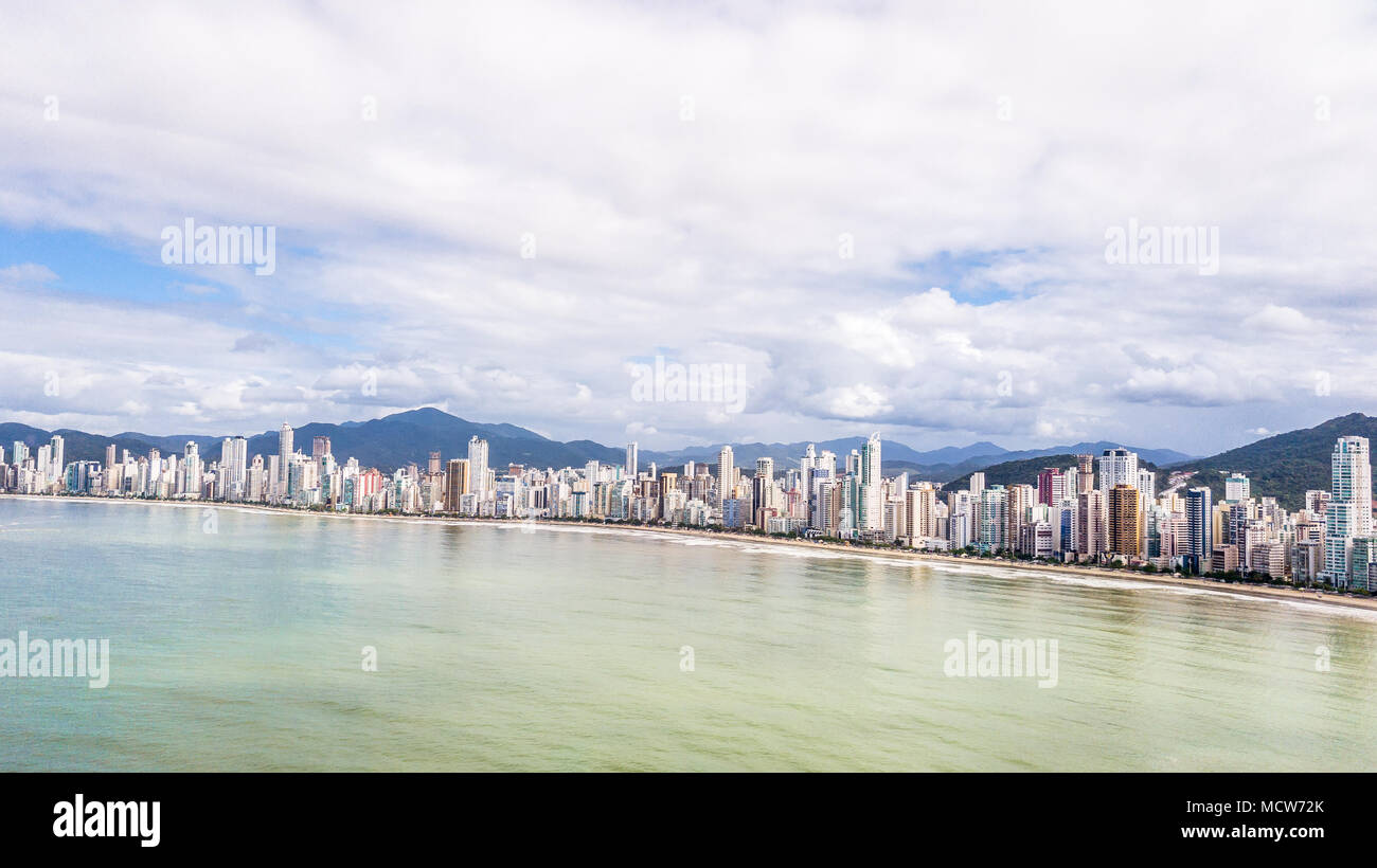 Balneario Camboriu, Santa Catarina, Brazil. Aerial view of the beach of ...