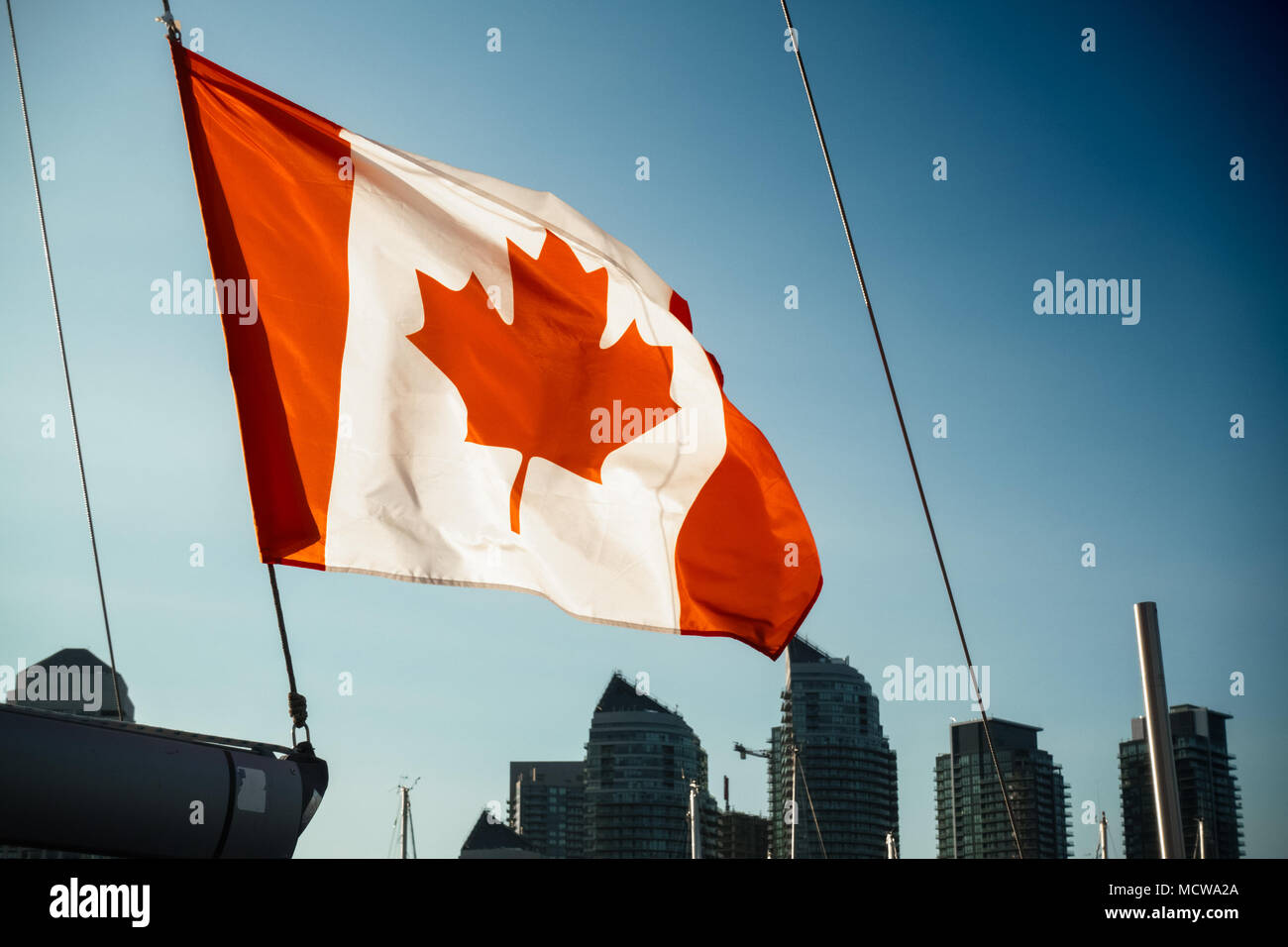 Canadian flag and city skyline, Toronto, Canada Stock Photo - Alamy