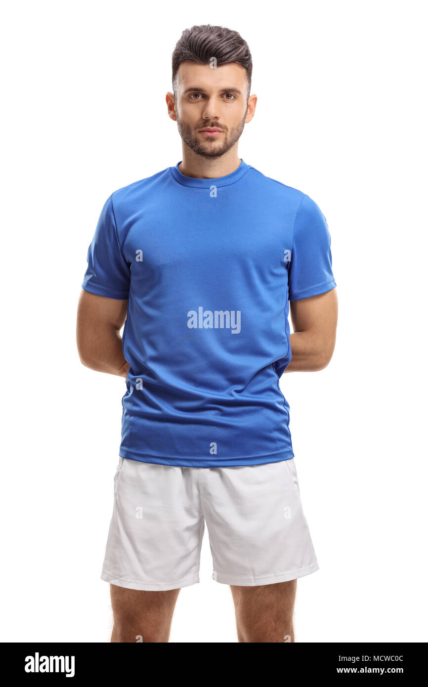 Male soccer player isolated on white background Stock Photo - Alamy