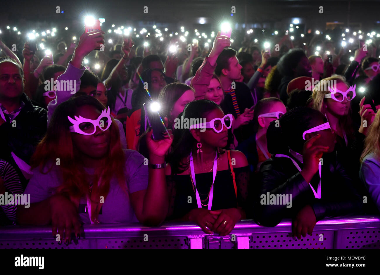 A general view of the crowd at the Global Citizen Live event held at ...
