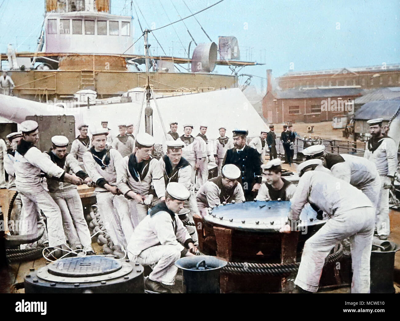 Ranging cables, HMS Majestic, Royal Navy, probably circa 1900 (hand ...