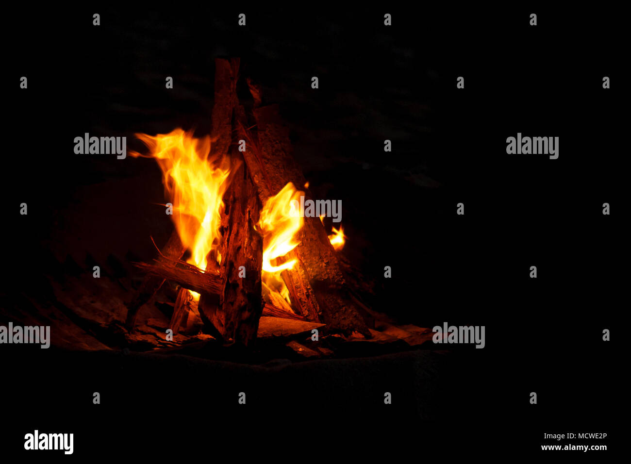 Long exposure picture of a bonfire on the beach, Long Beach, Ko Lanta ...