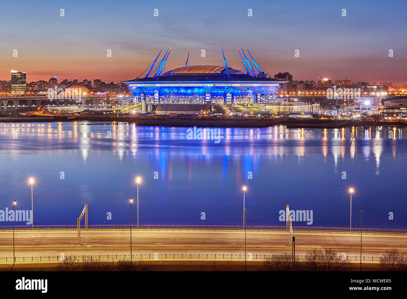 St. Petersburg, Russia - April 13, 2018: Zenit Arena soccer stadium, a ...