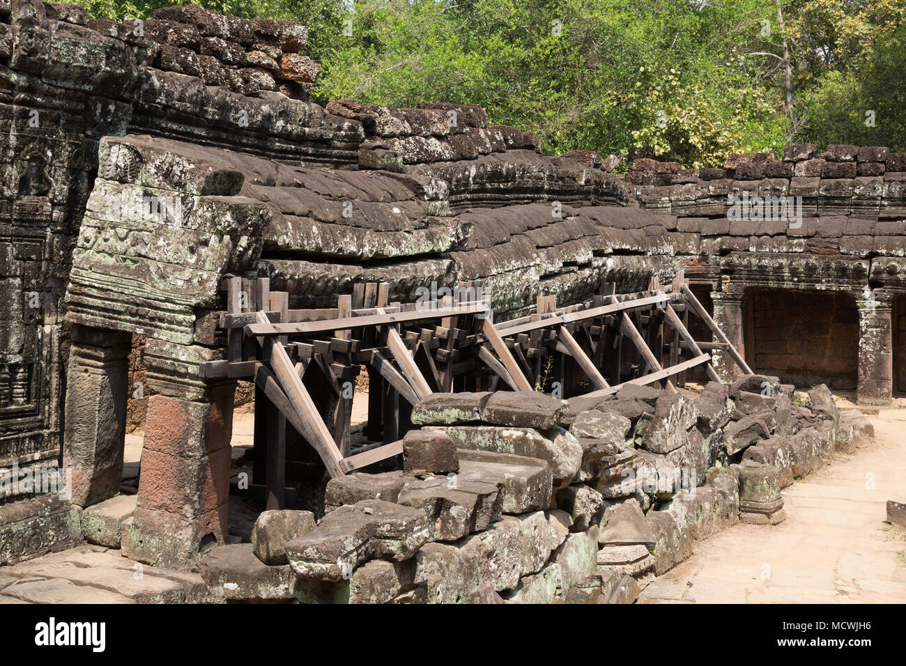 Angkor restoration work at Banteay Kdei , 12th century Buddhist temple ...
