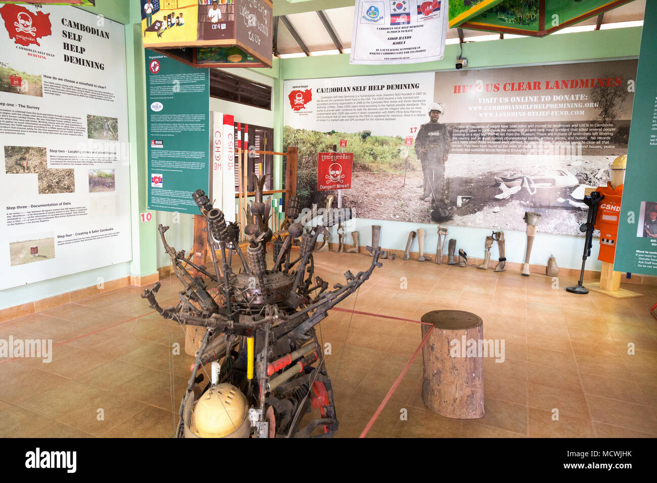 Cambodia landmine Museum - interior exhibits; Angkor, Cambodia Asia ...