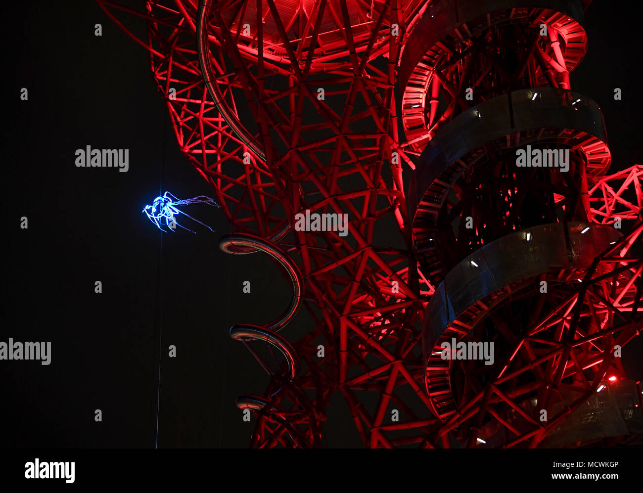 EDITORIAL USE ONLY A performer from Arcadia's immersive Metamorphosis ...