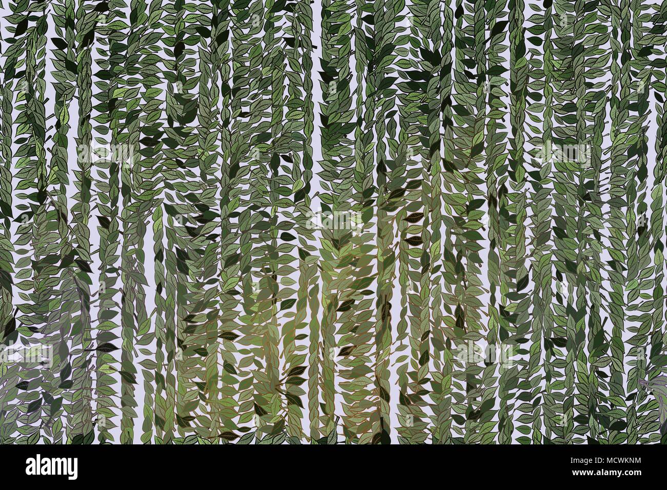 Abstract Background With Shape Of Leaves Drawing Pattern Style Of Mosaic Or Tile Vector