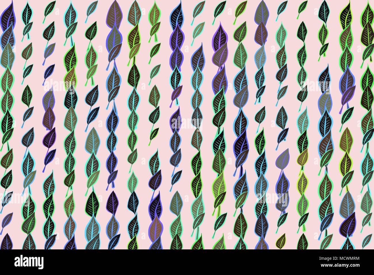 Abstract Background With Shape Of Leaves Drawing Pattern Style Of Mosaic Or Tile Vector