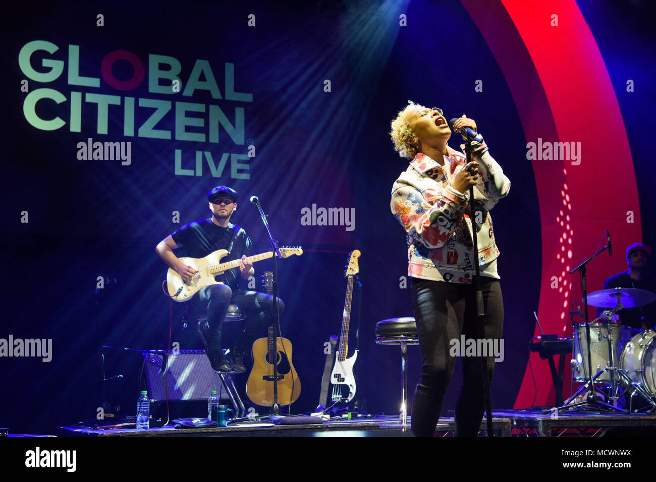 Emeli Sande performing at the Global Citizen Live event held at the 02 ...