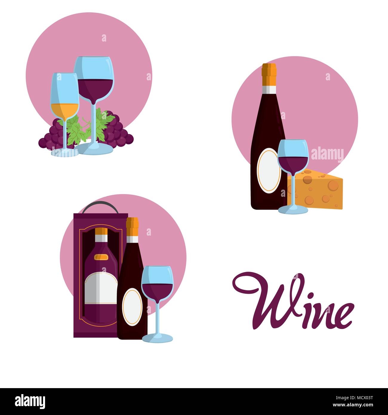 Wine round icons Stock Vector Image & Art - Alamy