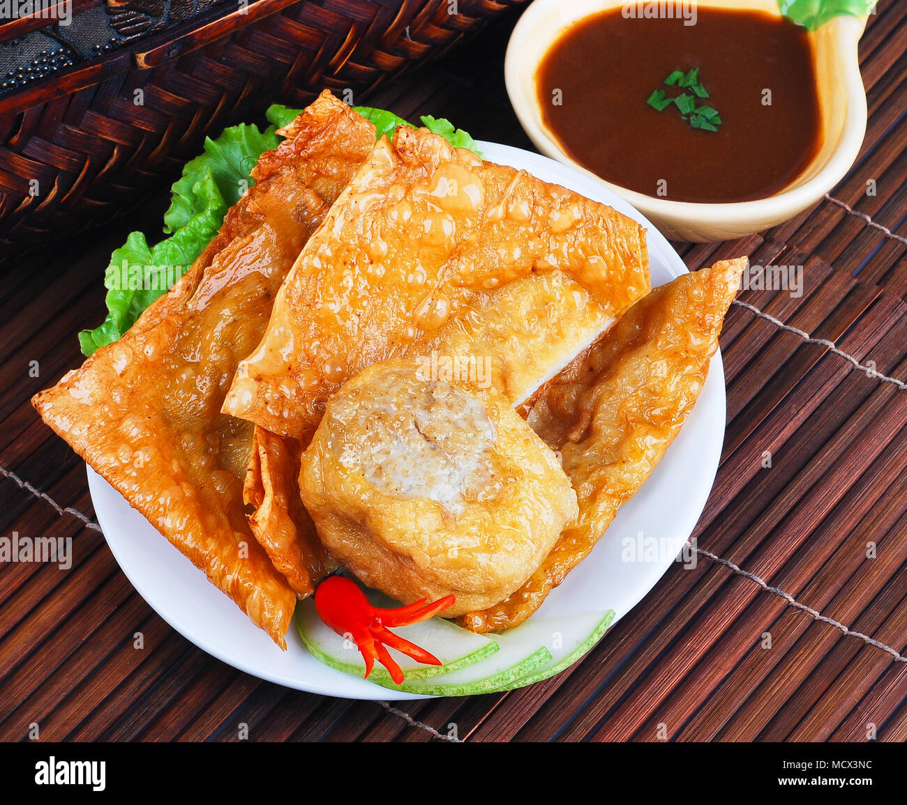 Yong Tau Fu. delicious Asian Chinese cuisine of fish paste stuffed ...