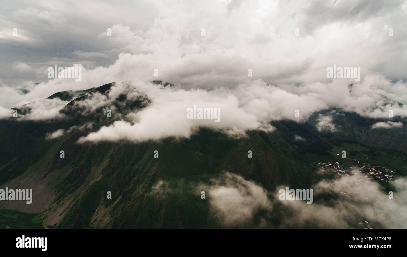 aerial view of green scenic mountains with clouds, Georgia Stock Photo - Alamy