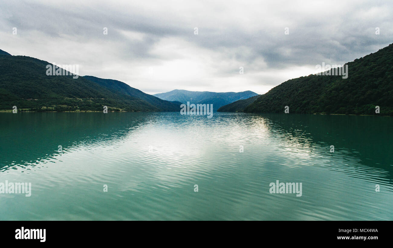 aerial view of beautiful georgian mountains and river Stock Photo - Alamy