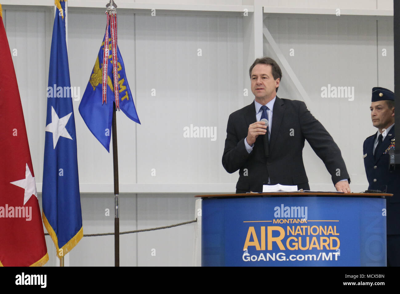 Gov. Steve Bullock speaks during a change of command ceremony for the ...