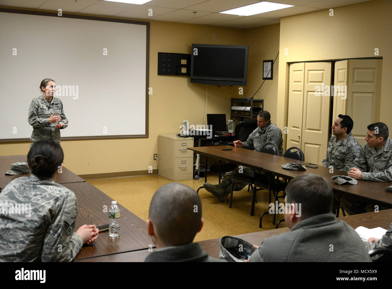 Col. Denise Donnell, commander of the 105th Airlift Wing, thanks Airmen ...
