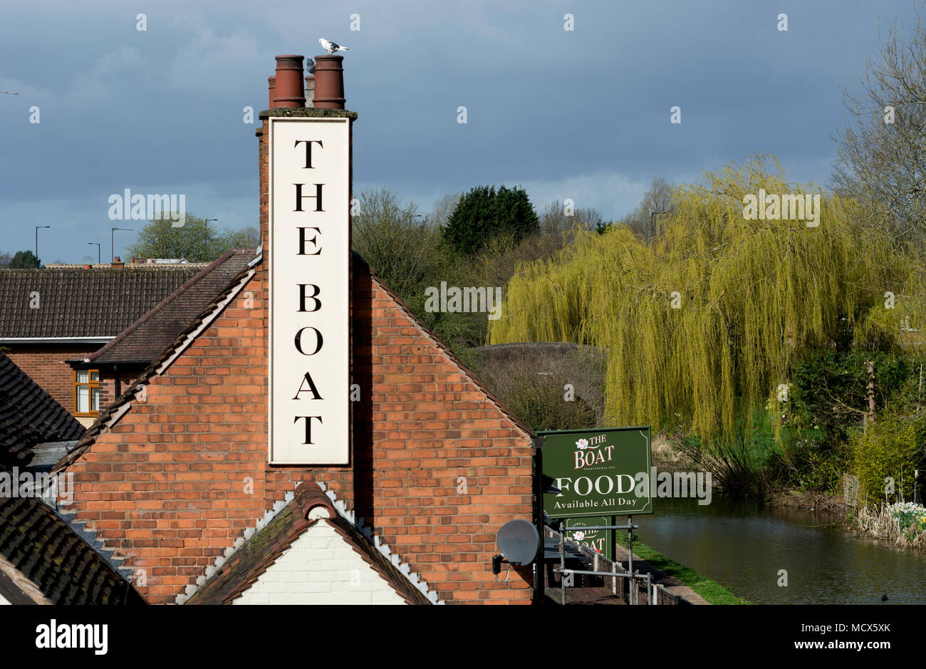 The Boat pub alongside the Birmingham and Fazeley Canal, Minworth, West ...