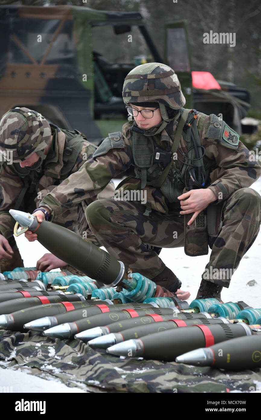 French soldiers prepare 120mm rounds for mortar fire missions a as part ...