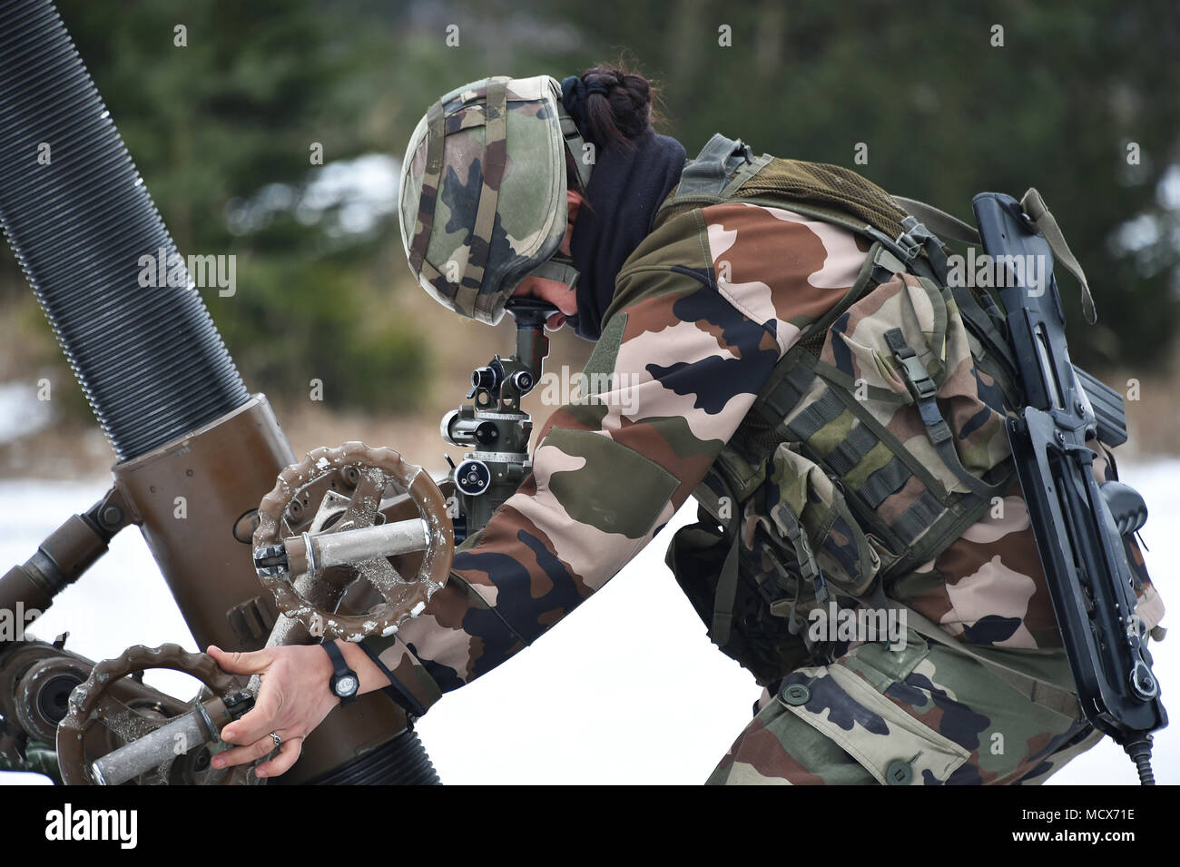 French soldiers conduct fire missions with a 120mm mortar as part of ...