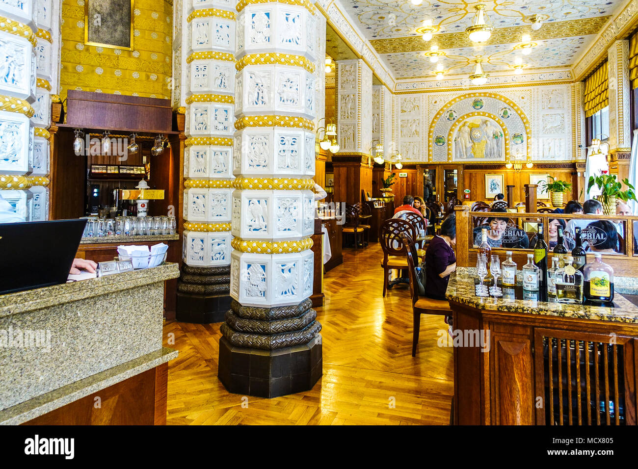 Prague Cafe Imperial interior Prague Art Nouveau restaurant Stock Photo ...