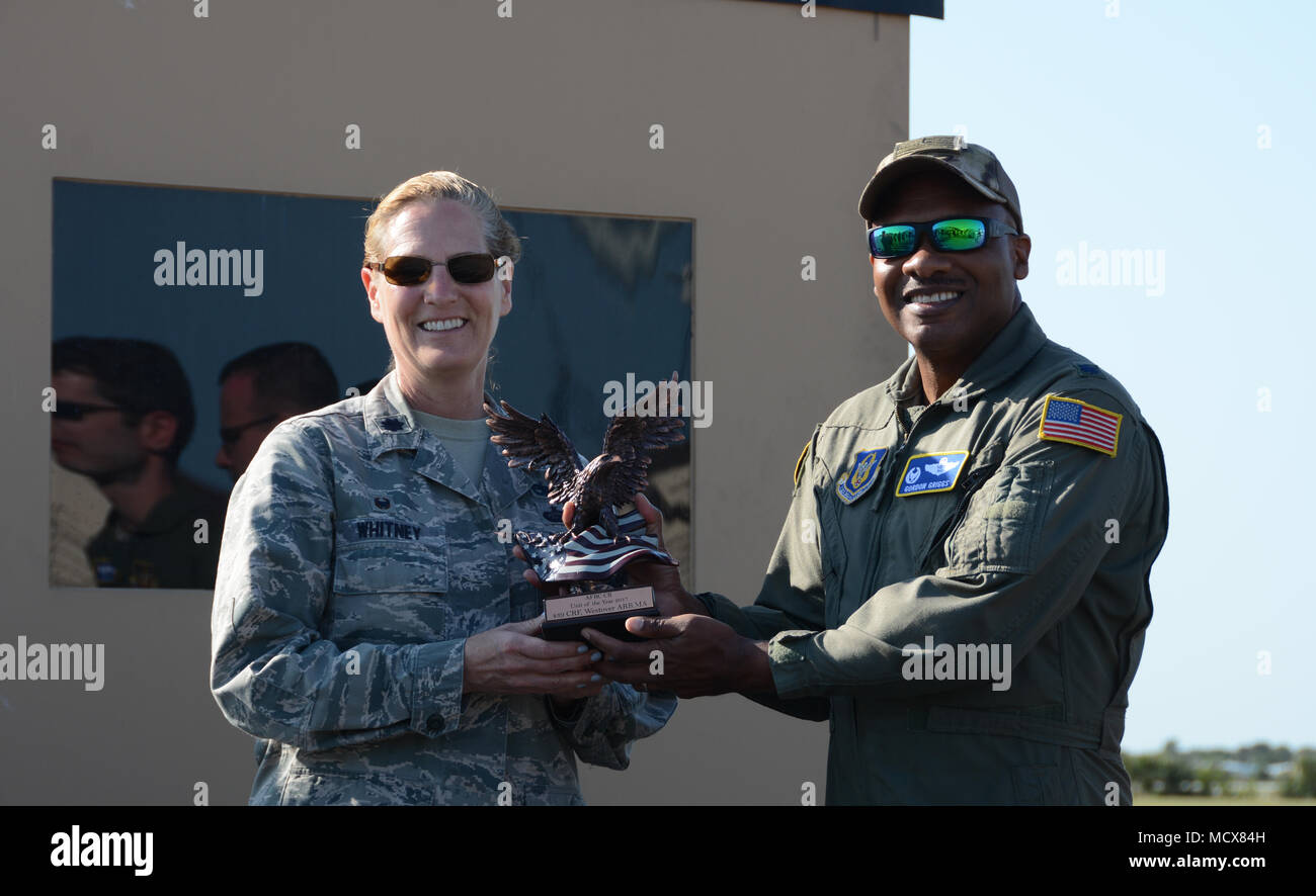 (From left) Lt. Col. Shirley Whitney, commander of the 439th ...