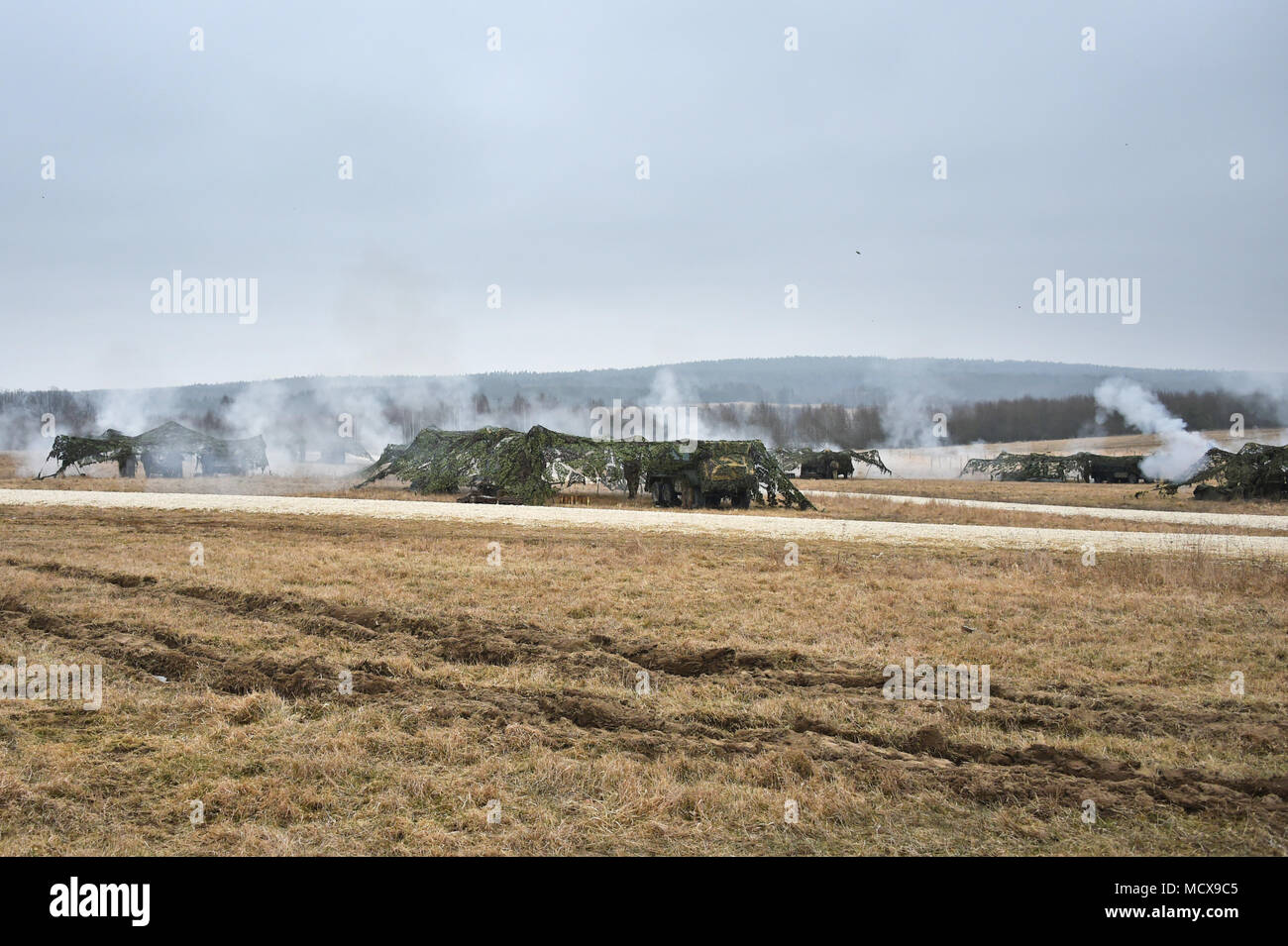 British soldiers fire 105 mm L118 light guns as part of Exercise ...