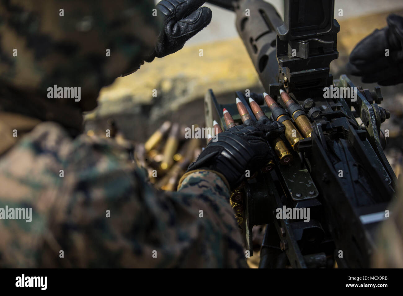 A U.S. Marine with II Marine Expeditionary Force Information Group ...