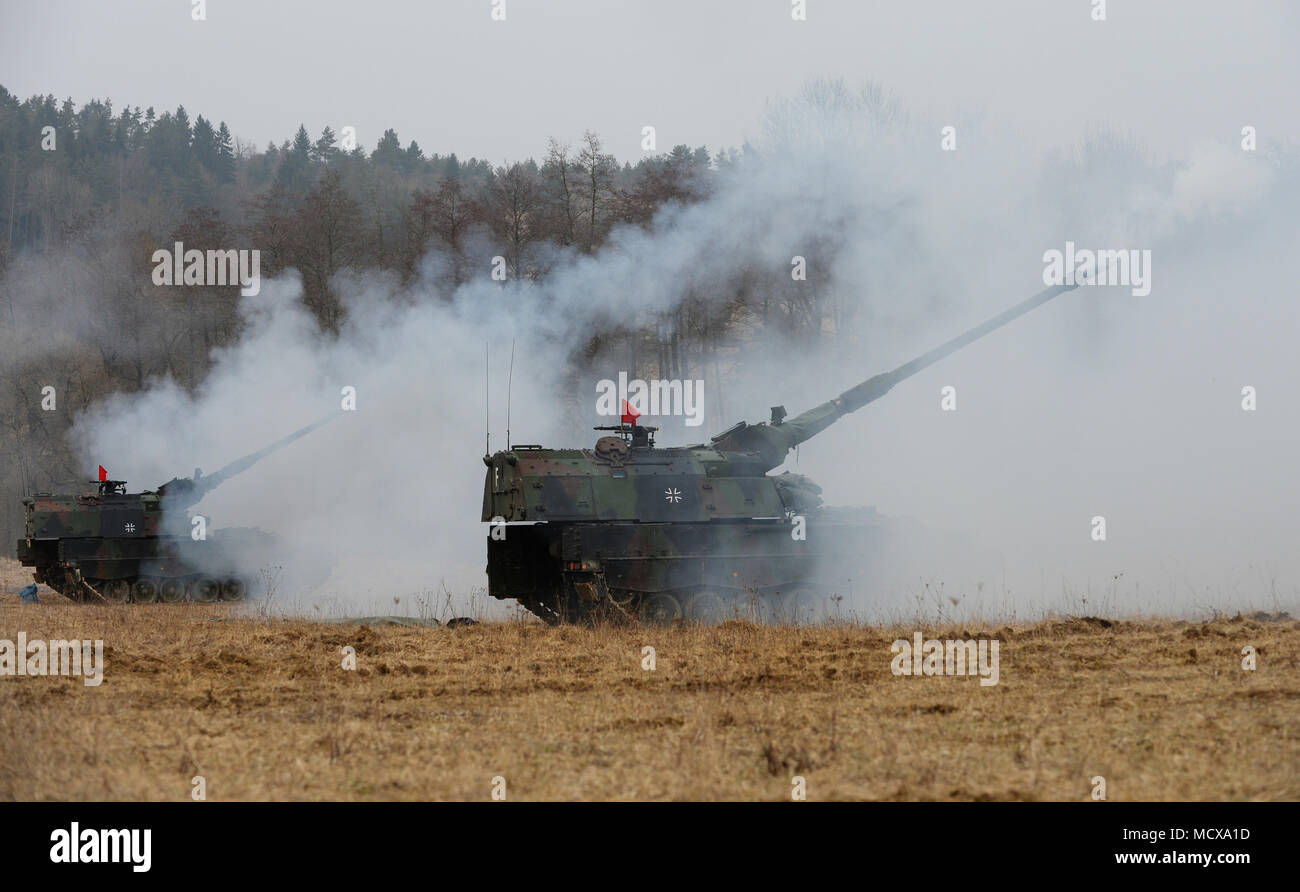 German self propelled guns fire. Howitzers from 2nd Platoon, 4th ...