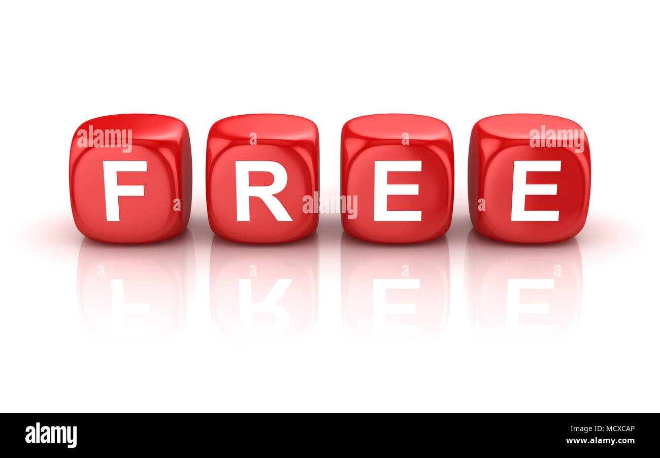 The Word Free Out of Red Letter Dices , This is a 3d rendered computer ...