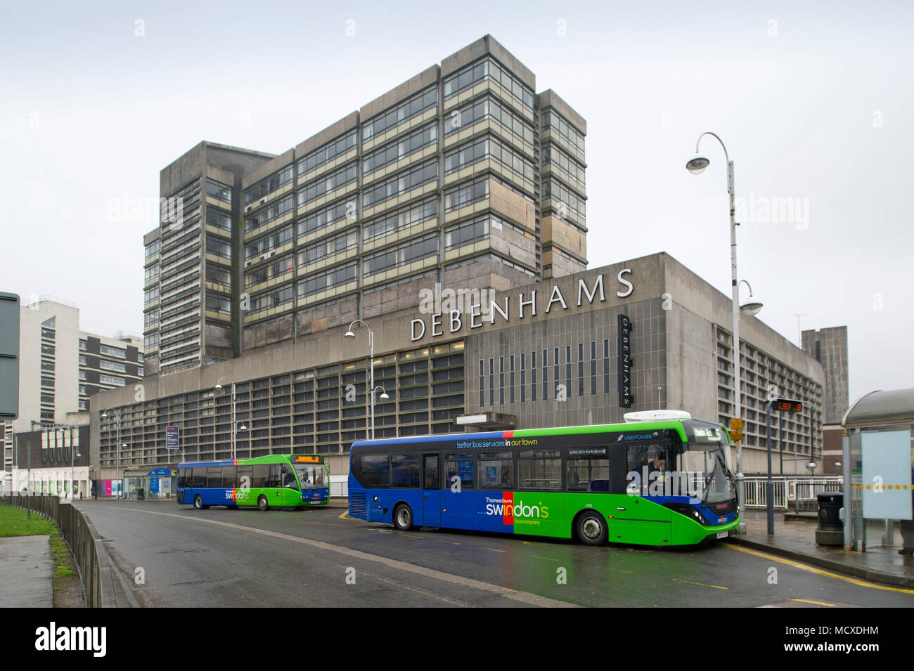 Swindon, Wiltshire, UK, showing Debenhams, Regent Circus and the ...