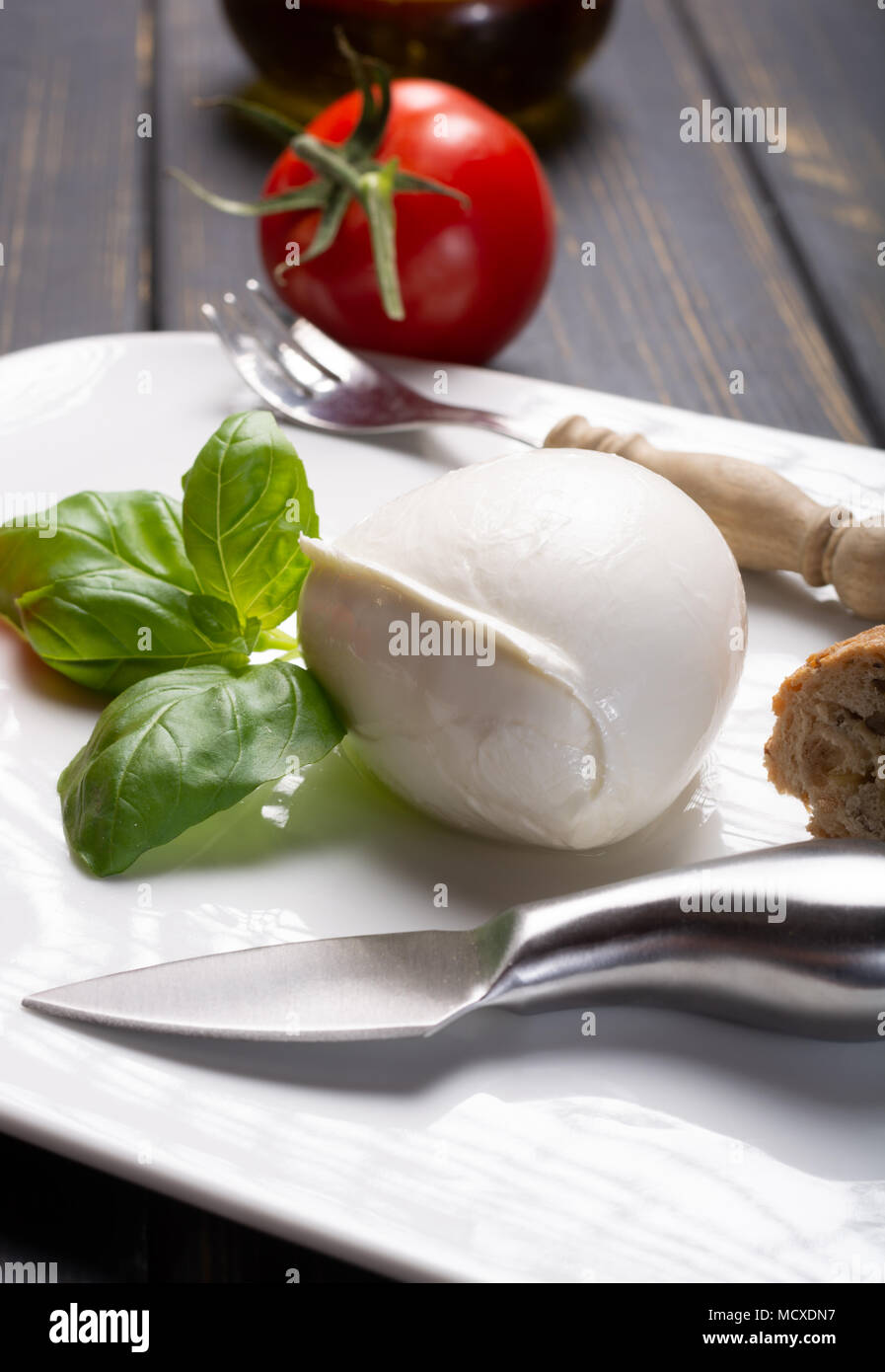 Traditional italian food - white ball mozzarella buffalo Italian soft ...