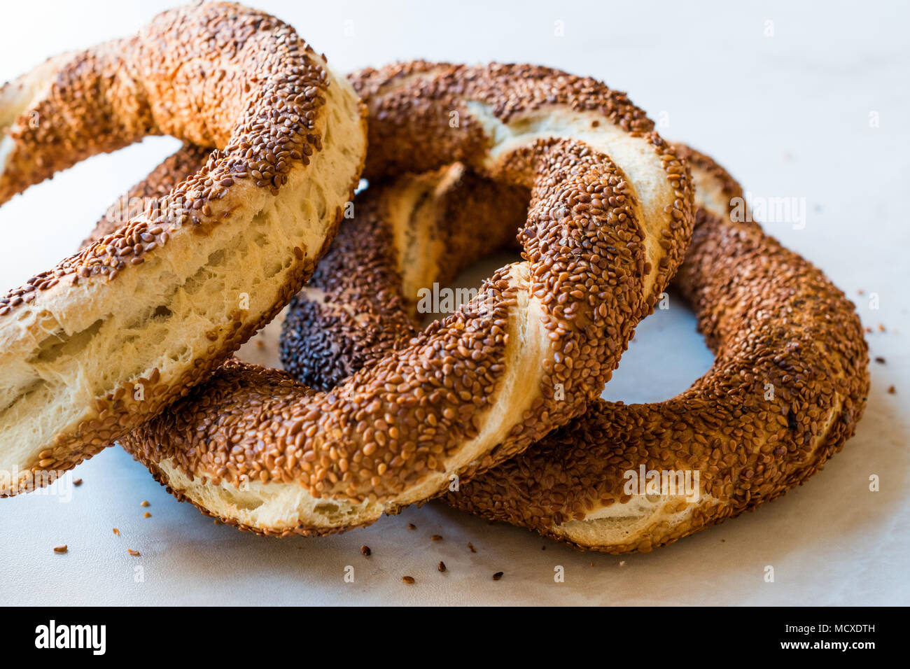 Turkish Bagel Simit with Sesame. Traditional Food Stock Photo - Alamy