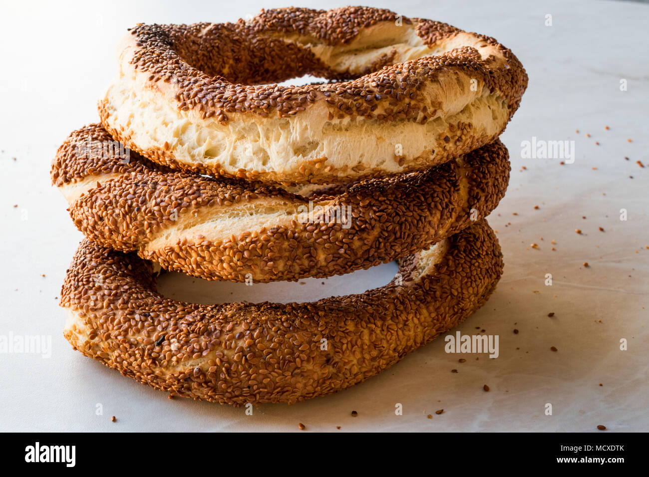Turkish Bagel Simit with Sesame. Traditional Food Stock Photo - Alamy
