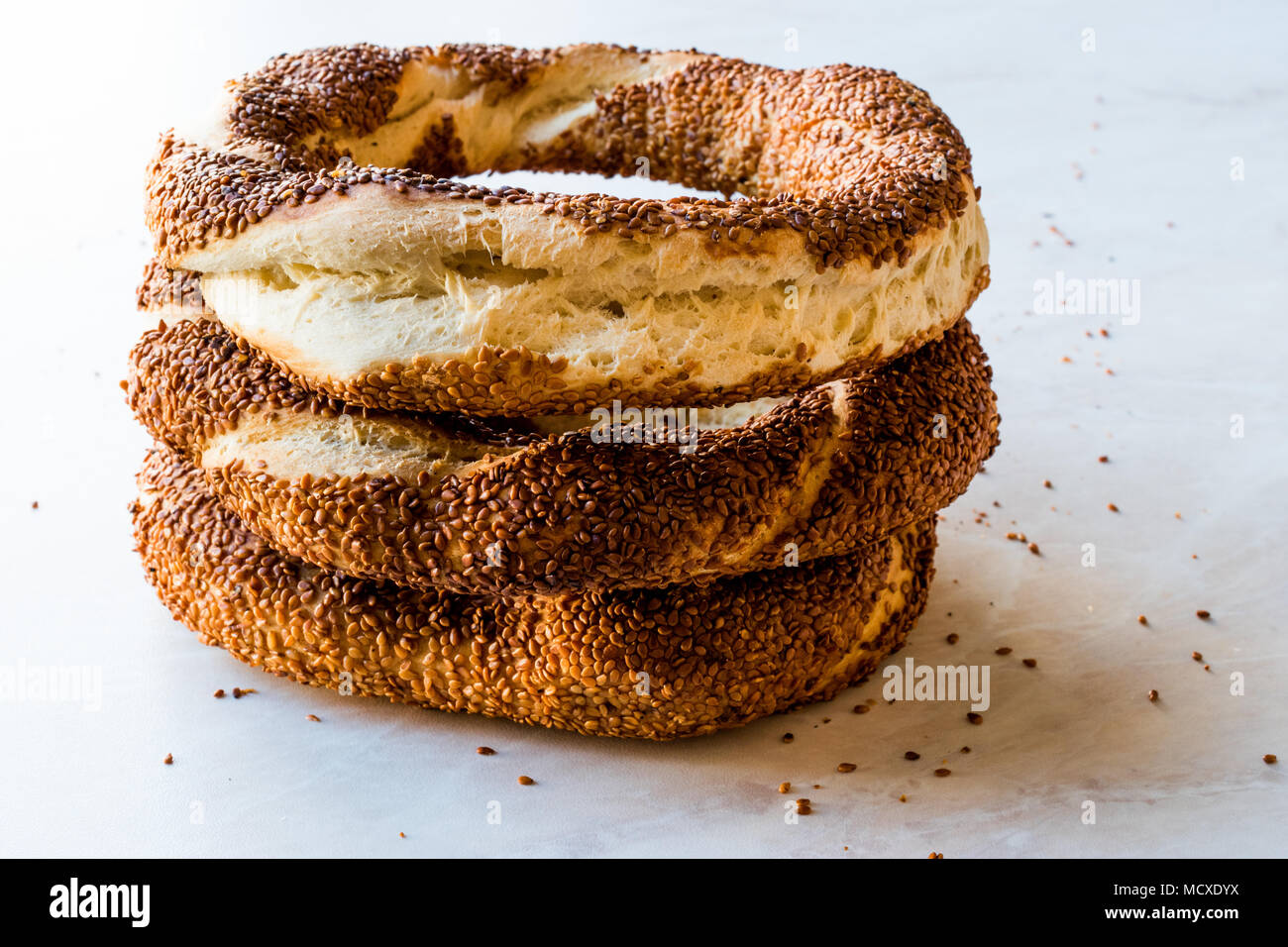 Turkish Bagel Simit with Sesame. Traditional Food Stock Photo - Alamy