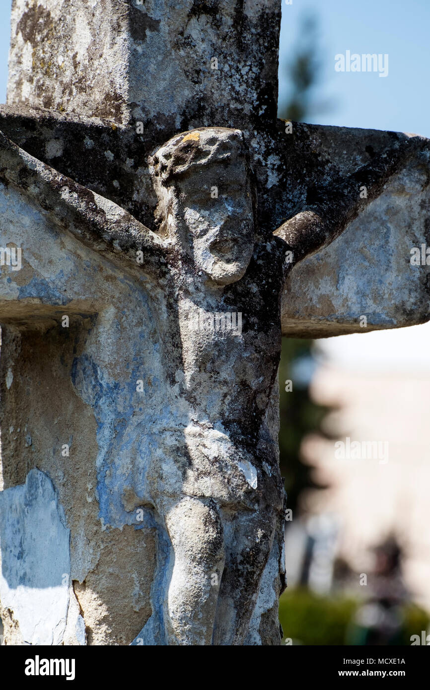 Ancient stone cross with a crucifix Stock Photo - Alamy