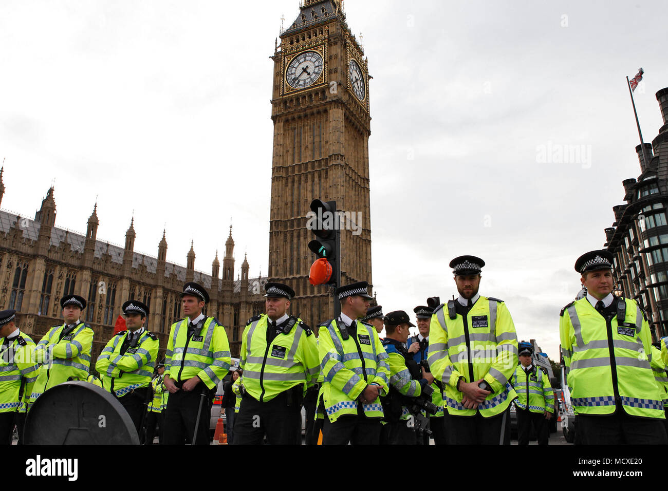 police create a road block on westminster bridge during a demonstration ...