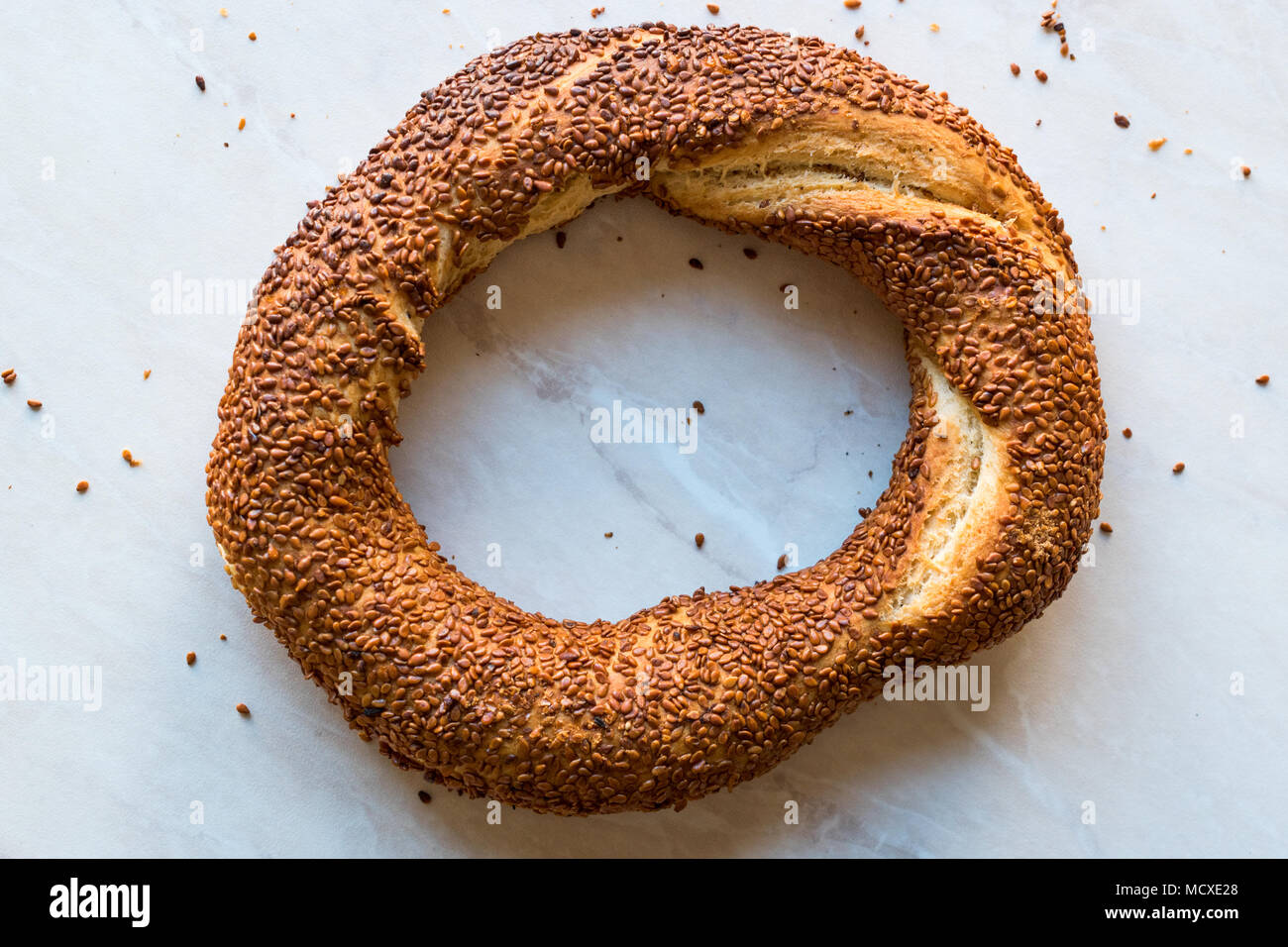 Turkish Bagel Simit with Sesame. Traditional Food Stock Photo - Alamy