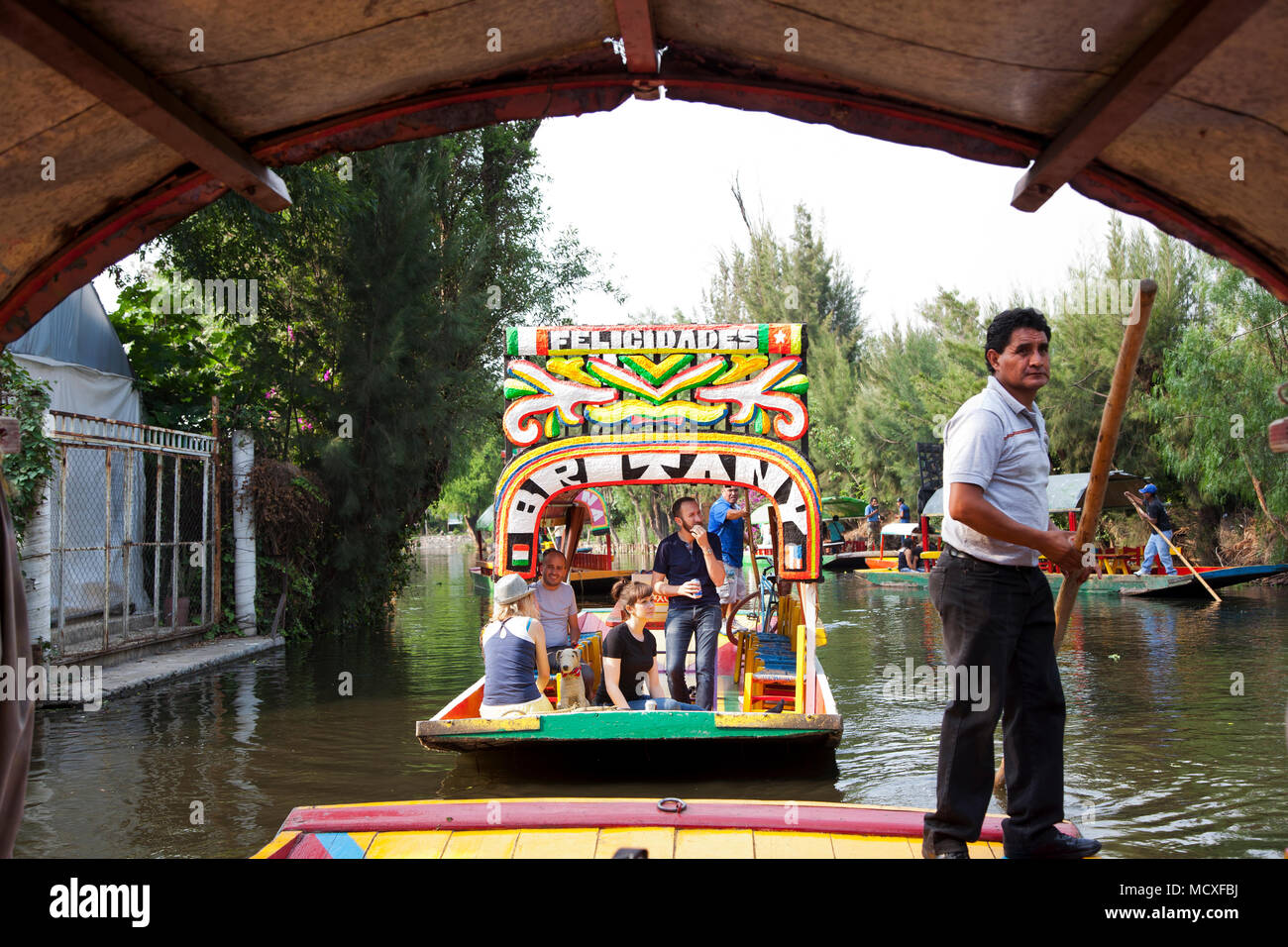 View from a boat in Xochimilco. Mexico City, Mexico Stock Photo - Alamy