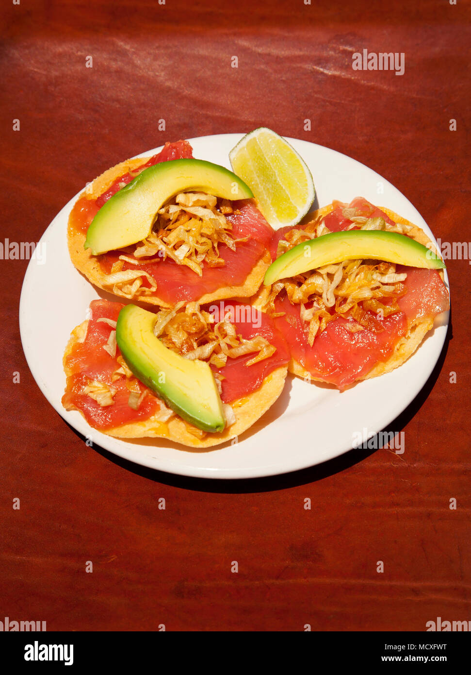 Tuna tostadas from Contramar Mexico City, Mexico Stock Photo - Alamy