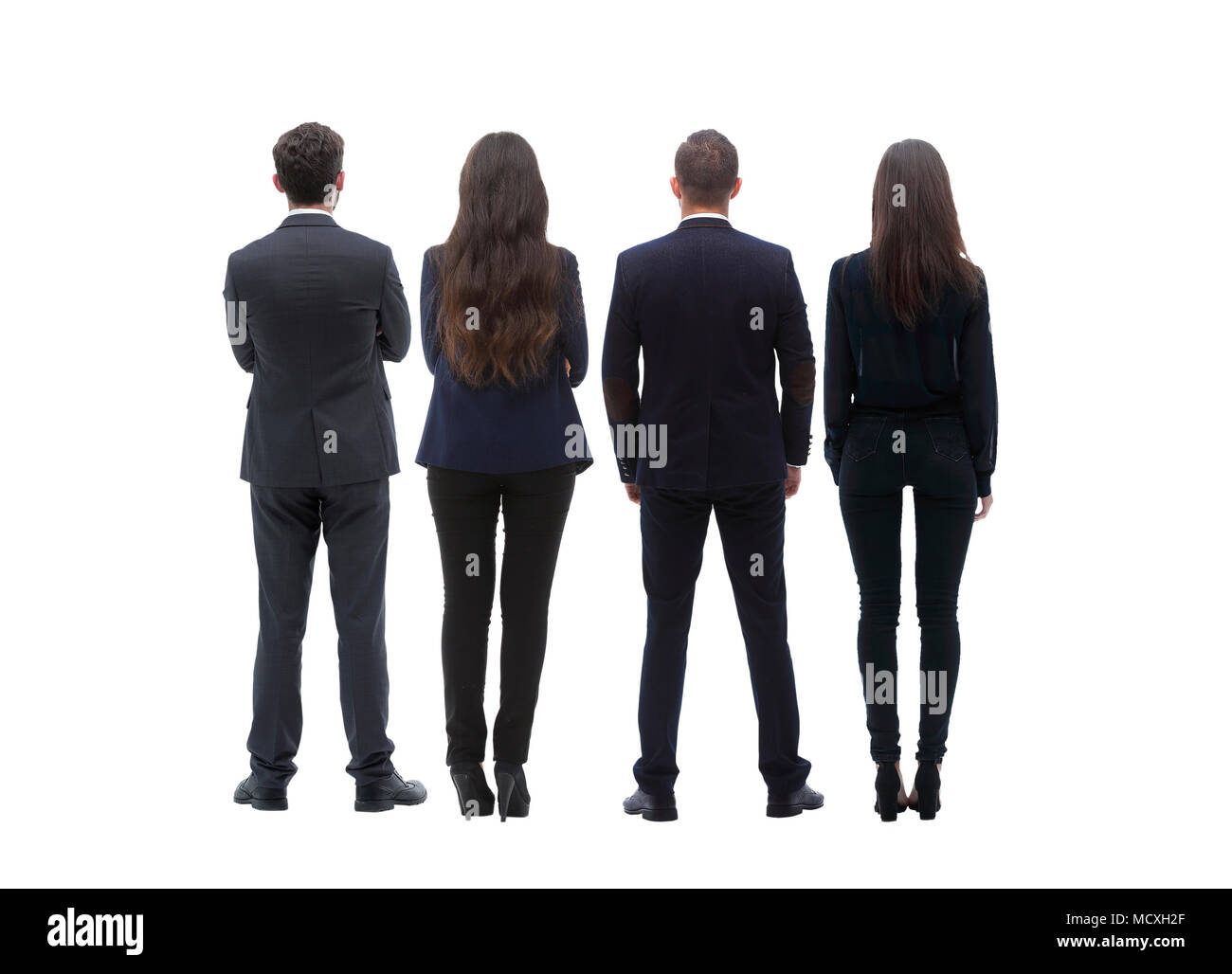 Back view group of business people. Rear view. Isolated over white ...