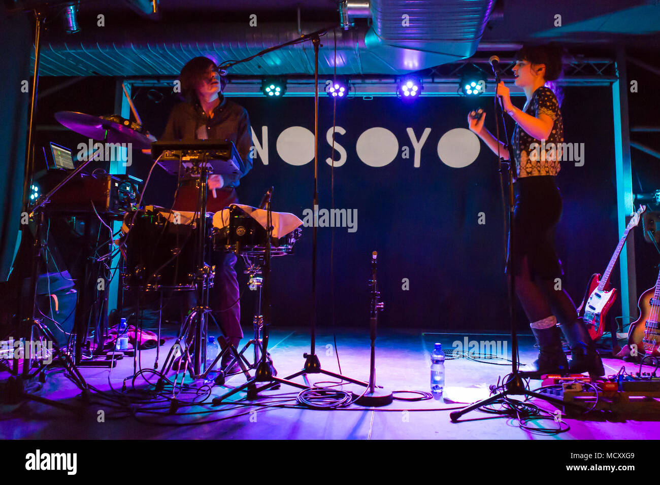 The Dutch-German pop duo Nosoyo with singer Donata Kramarz and drummer ...
