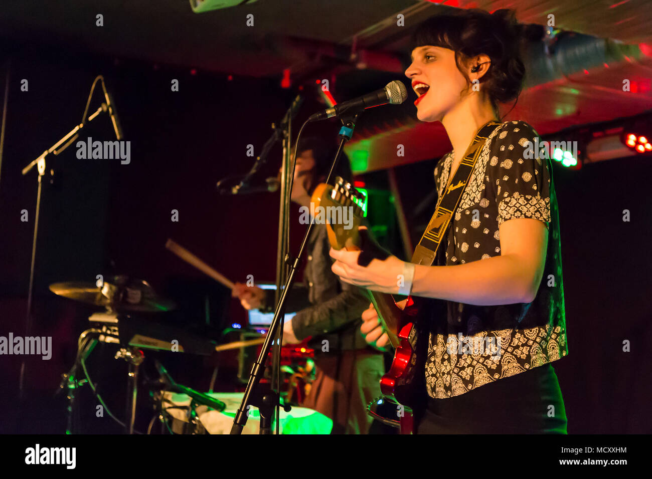 The Dutch-German pop duo Nosoyo with singer Donata Kramarz and drummer ...