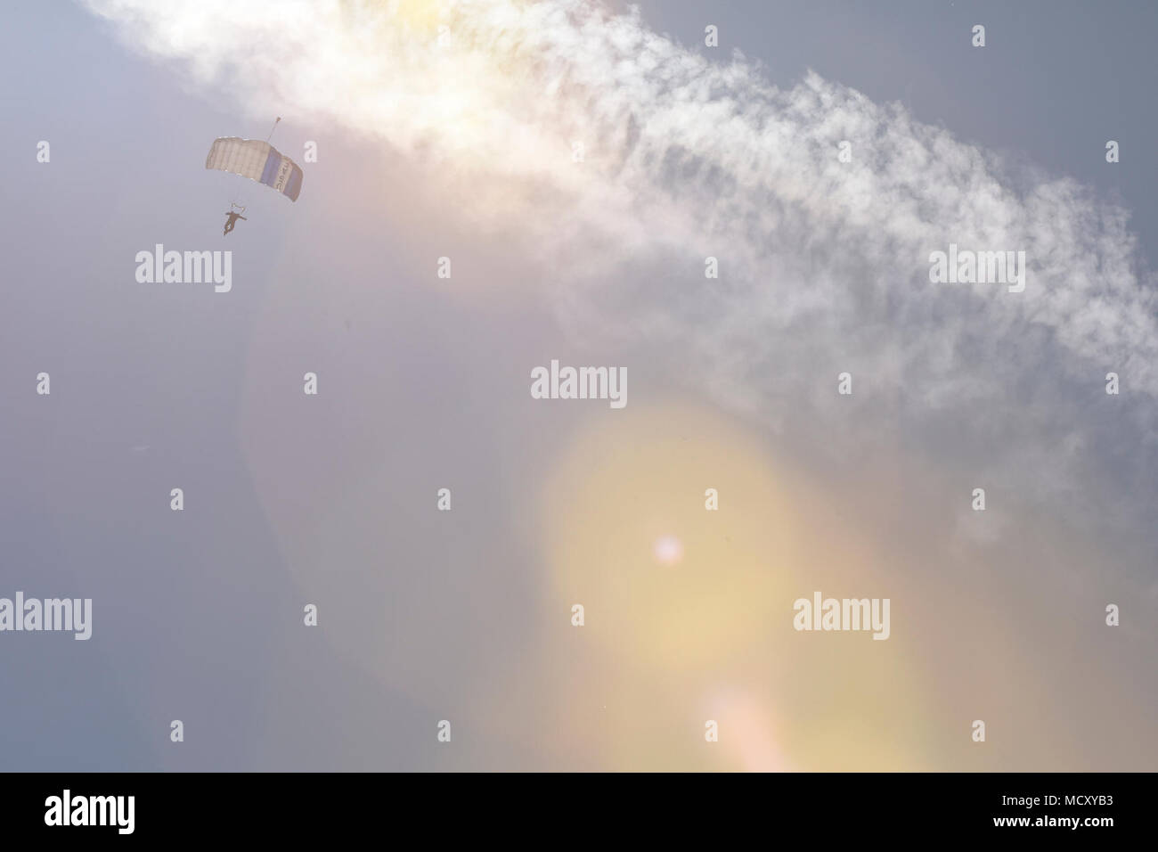 The U.S. Air Force Academy “Wings of Blue” parachute team demonstrate ...