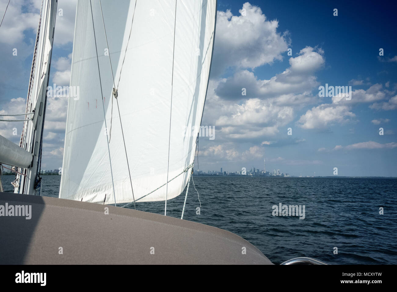 Sailboat cruising on sea, Toronto, Canada Stock Photo - Alamy