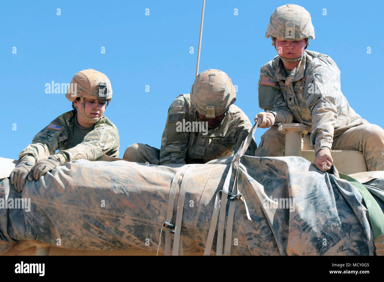 OROGRANDE, New Mexico - From left, Spc. Savannah Gerrein, Pfc. David ...